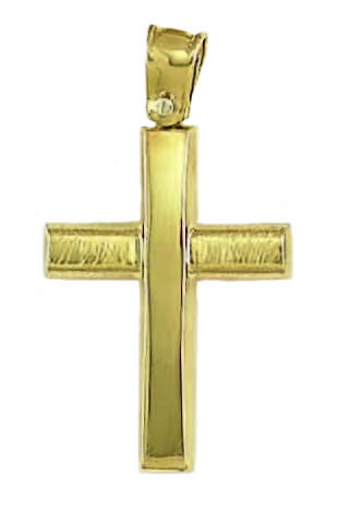 T5725 Βαπτιστικός σταυρός για αγόρι χρυσός με λουστρέ και ματ φινίρισμα ...