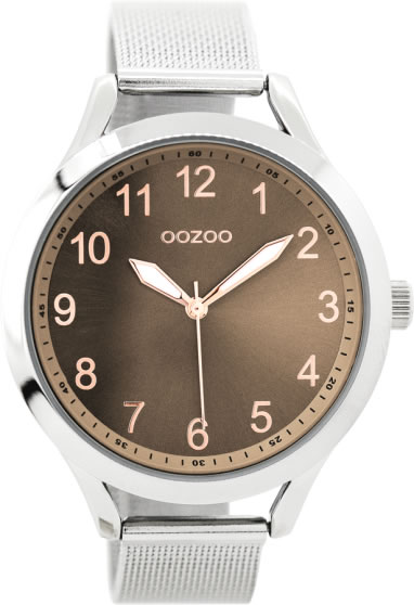 C9116 Ρολόι OOZOO timepieces ανδρικό-γυναικείο με μπρασελέ σε ψάθα και καφέ καντράν 42mm. Μια ...
