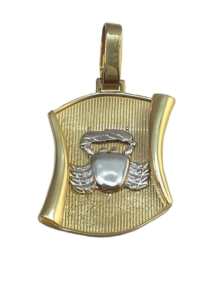 PKZ_KARKINOS Ζώδιο Καρκίνος λευκόχρυσο δίχρωμο σε χρυσό γραμμωτό πλακάκι σε σχήμα πάπυρου. Ένα ...